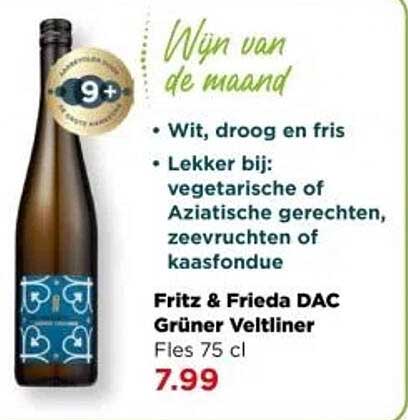 Fritz & Frieda Dac Grüner Veltliner Fles 75 Cl Aanbieding bij PLUS ...