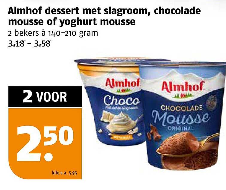 Almhof Dessert Met Slagroom, Chocolade Mousse Of Yoghurt Mousse ...