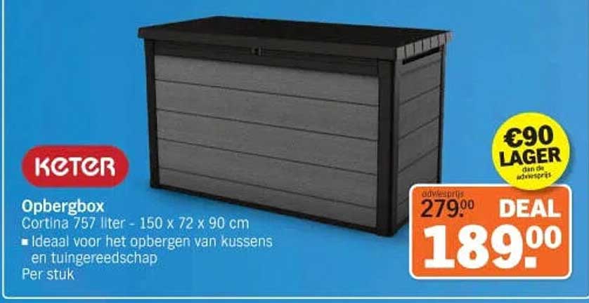Keter Opbergbox Cortina 757 Liter - 150 X 72 X 90 Cm Aanbieding bij ...