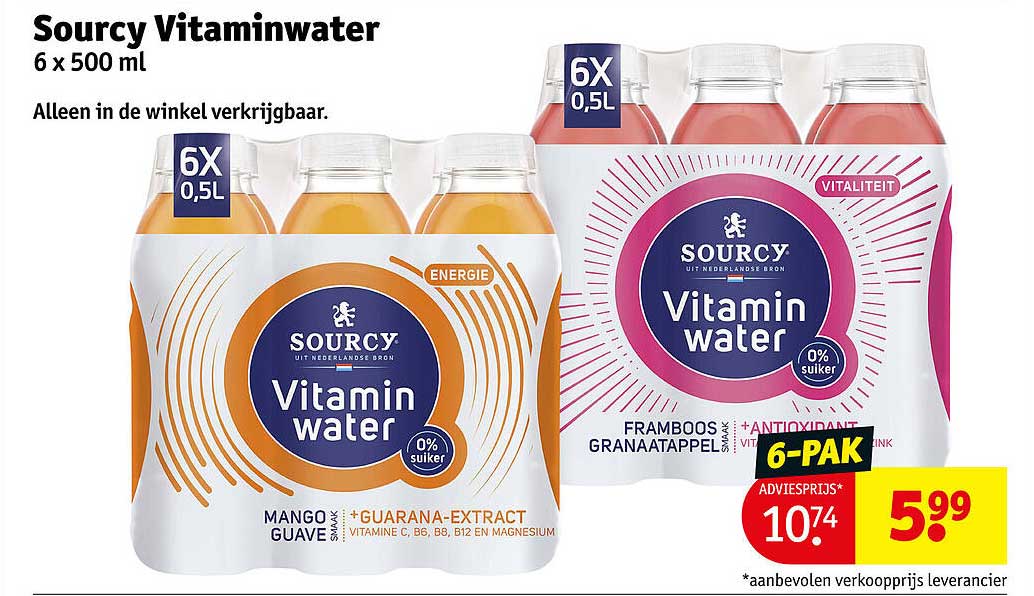 Sourcy Vitaminewater 6 X 500 Ml 6-Pack Aanbieding bij Kruidvat ...