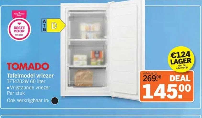Tomado Tafelmodel Vriezer Tft4702W 60 Liter Aanbieding bij Albert Heijn ...