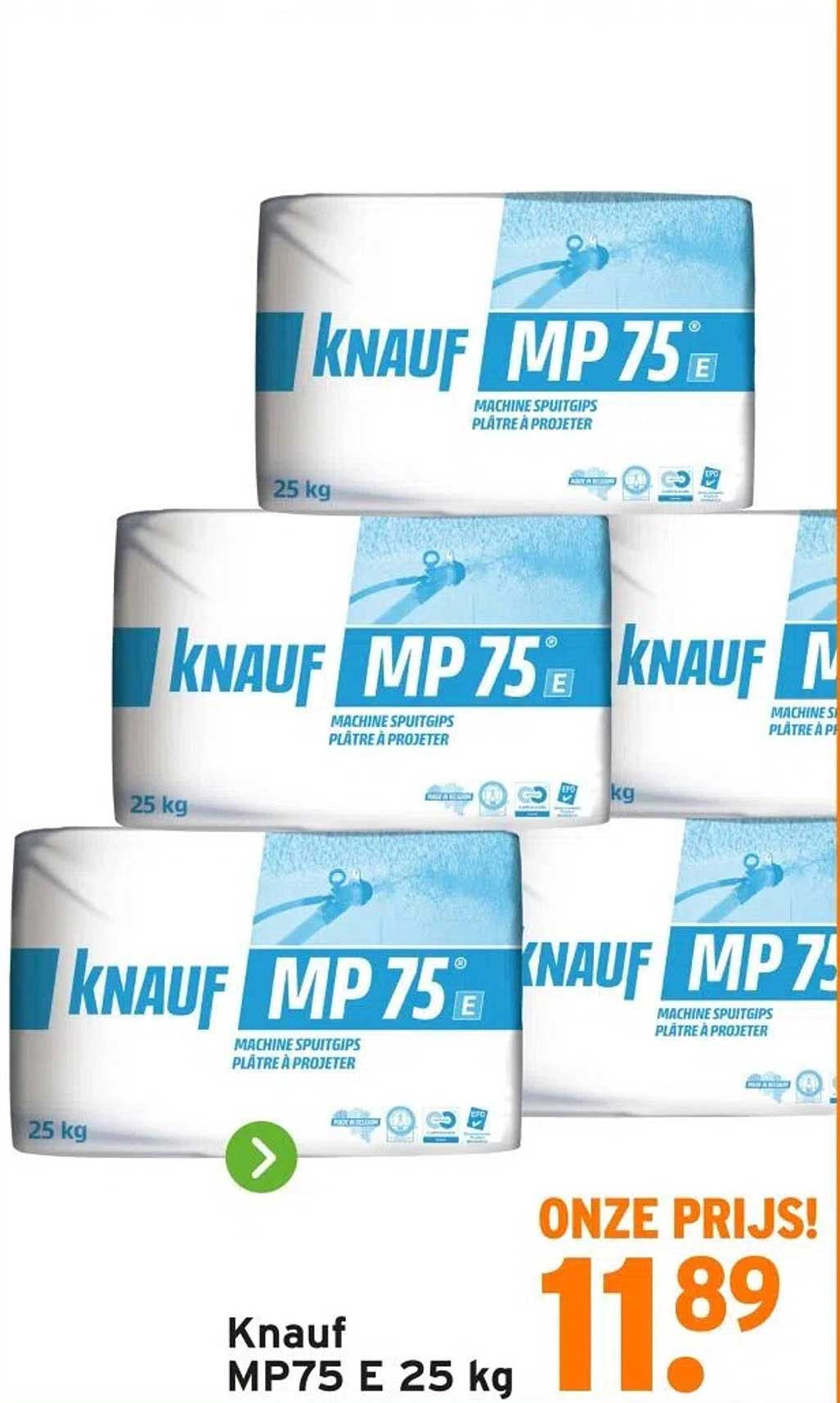 Knauf Mp75 E 25 Kg aanbieding bij GAMMA