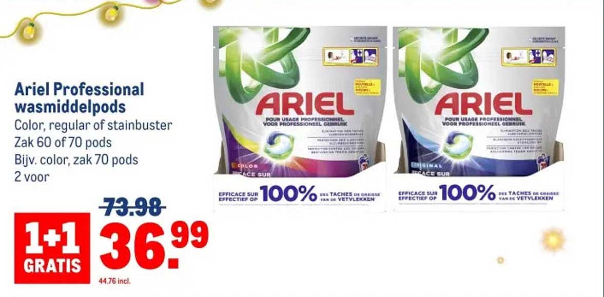 Ariel Professional Wasmiddelpods Aanbieding bij Makro - FolderFeest.nl