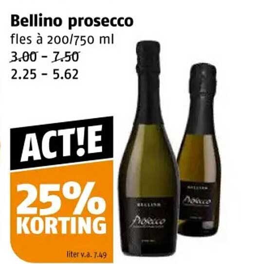 Bellino Prosecco Fles À 200/750 Ml Aanbieding bij Poiesz - FolderFeest.nl