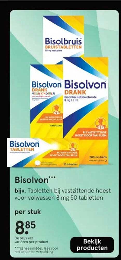 Bisolvon*** Bijv. Tabletten Bij Vastzittende Hoest Voor Volwassenen 8 ...