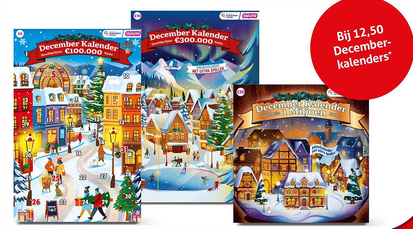 December Kalender Hoofprijzen Tot 1 Miljoen Netto Aanbieding bij ...