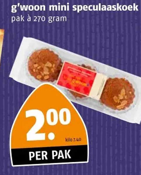 G'woon Mini Speculaaskoek Pak À 270 Gram Aanbieding bij Poiesz ...