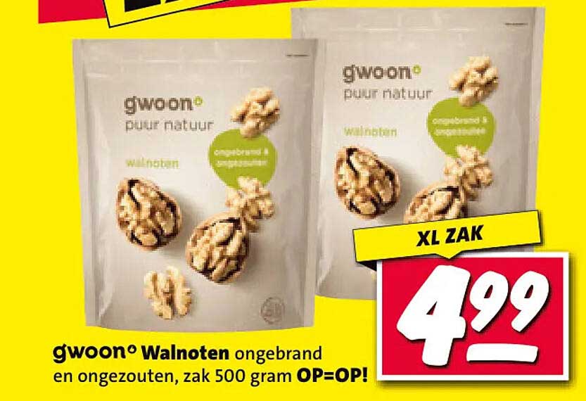 Gwoon® Walnoten Ongebrand En Ongezouten, Zak 500 Gram Op=Op! Aanbieding ...
