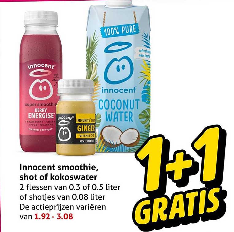 Innocent Smoothie, Shot Of Kokoswater Aanbieding bij Hoogvliet ...