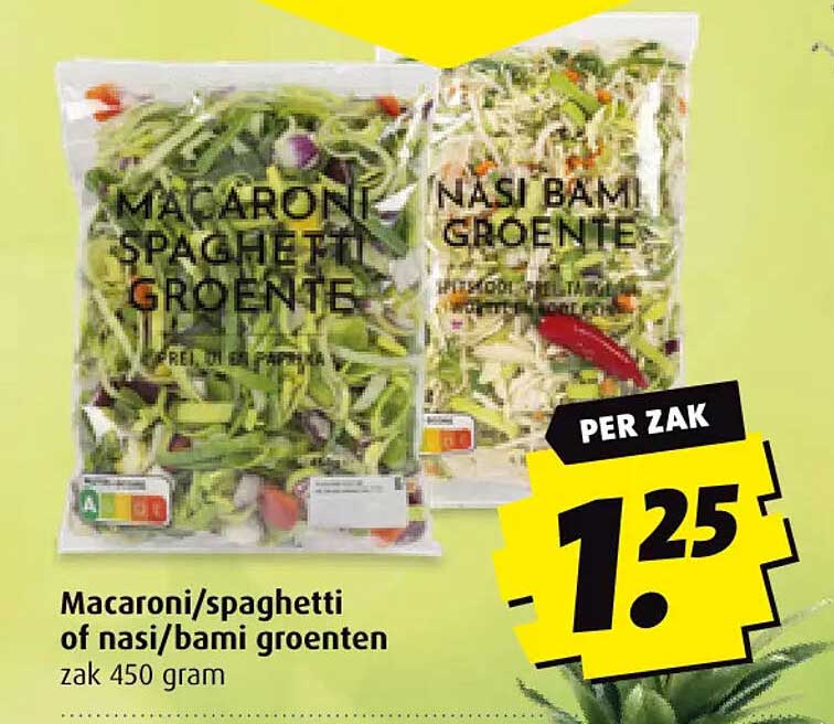 Macaroni/Spaghetti Of Nasi/Bami Groente Aanbieding bij Boni ...