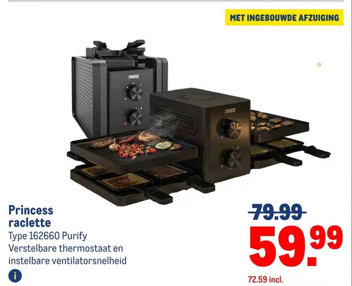 Princess Raclette Type 162660 Purify Verstelbare Thermostaat En ...