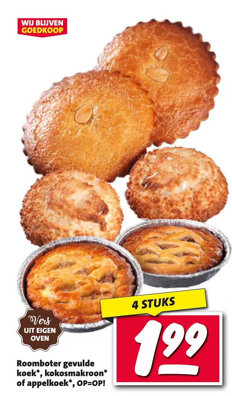 Roomboter Gevulde Koek, Kokosmakroon Of Appelkoek, Op=Op! Aanbieding ...