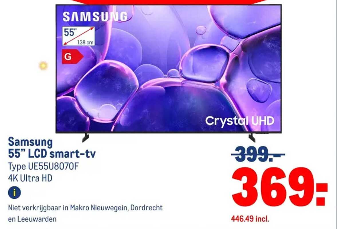 Samsung 55" Lcd Smart-Tv Type Ue55U8070F 4K Ultra Hd Aanbieding bij ...
