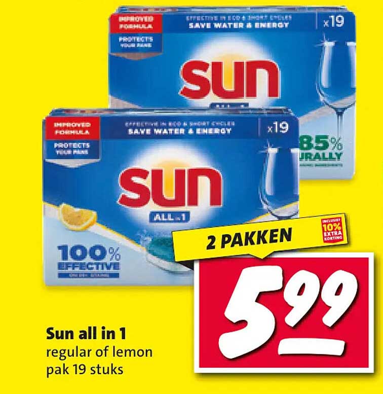 Sun All In 1 Regular Of Lemon Pak 19 Stuks Aanbieding bij Nettorama ...