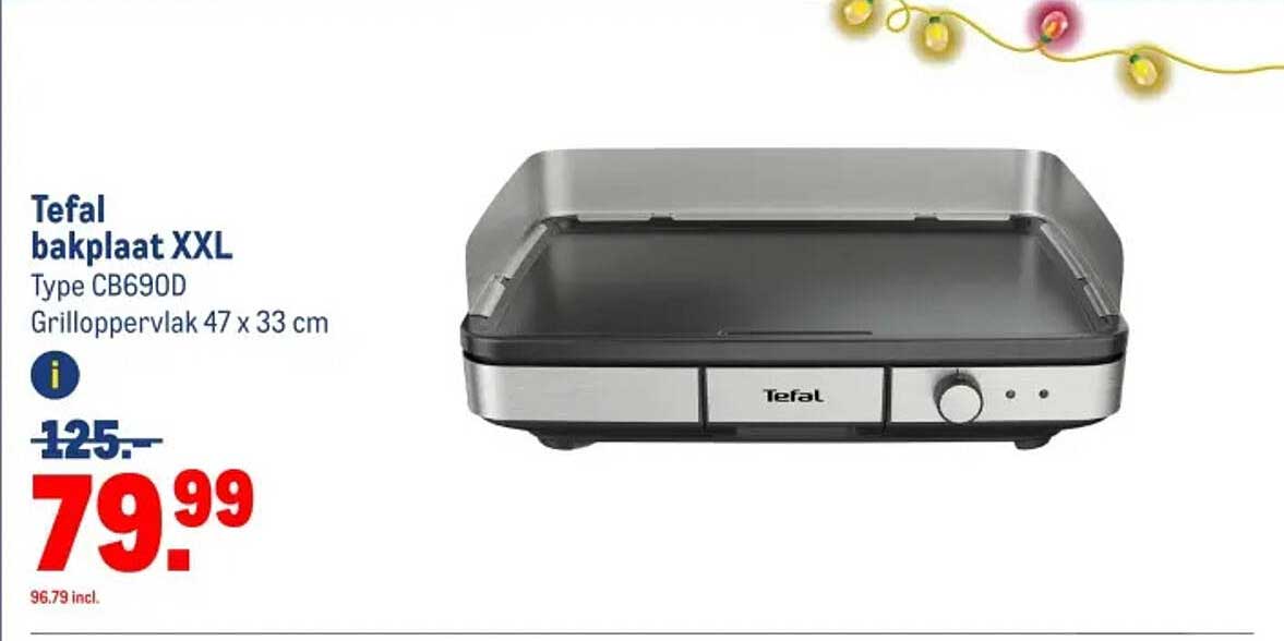 Tefal Bakplaat Xxl Type Cb690D Grilloppervlak 47 X 33 Cm Aanbieding bij ...