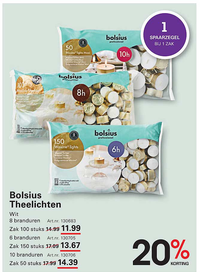 Bolsius Theelichten Aanbieding bij Sligro - FolderFeest.nl