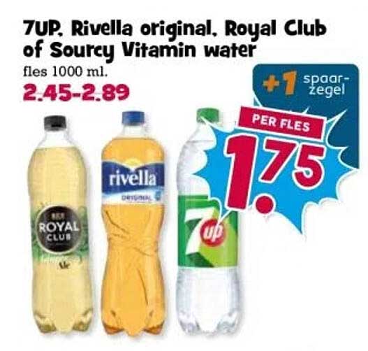 7Up, Rivella Original, Royal Club Of Sourcy Vitamin Water Fles 1000 Ml ...
