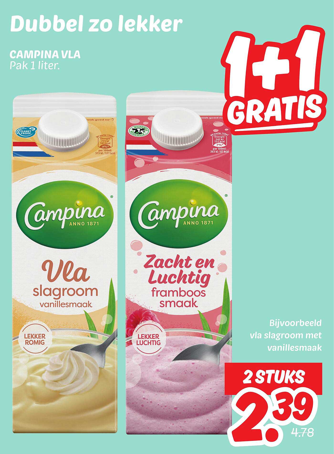 Campina Vla Pak 1 Liter. Aanbieding bij Dekamarkt - FolderFeest.nl