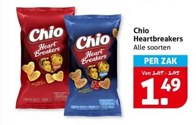 Chio Heartbreakers Alle Soorten Aanbieding bij Hoogvliet - FolderFeest.nl