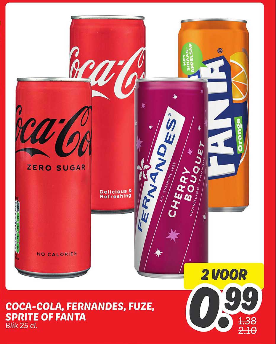Coca-Cola, Fernandes, Fuze, Sprite Of Fanta Aanbieding bij Dekamarkt ...