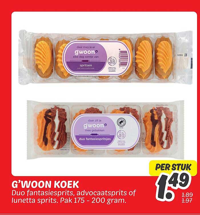 G'woon Koek Duo Fantasiesprits, Advocaatsprits Of Lunetta Sprits. Pak ...