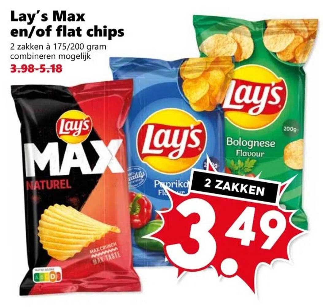 Lay’s Max En/Of Flat Chips Aanbieding bij Coop - FolderFeest.nl
