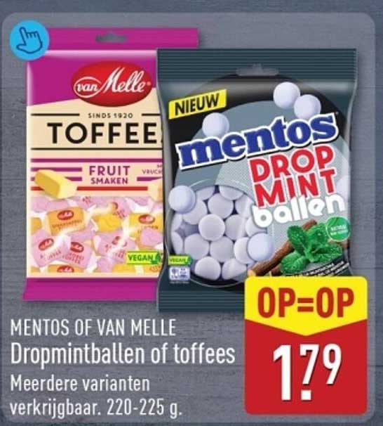 Mentos Of Van Melle Droppmintballen Of Toffees Aanbieding bij ALDI ...