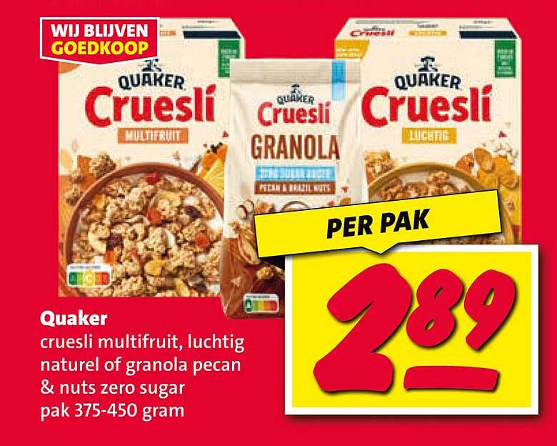 Quaker Cruesli Multifruit, Luchtig Natureel Of Granola Pecan & Nuts ...