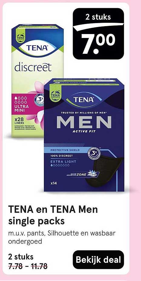 Tena En Tena Men Single Packs Aanbieding bij Etos - FolderFeest.nl