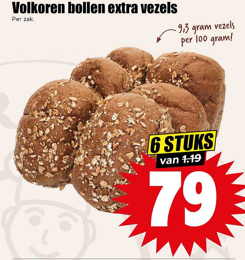 Volkoren Bollen Extra Vezels Aanbieding bij Dirk - FolderFeest.nl