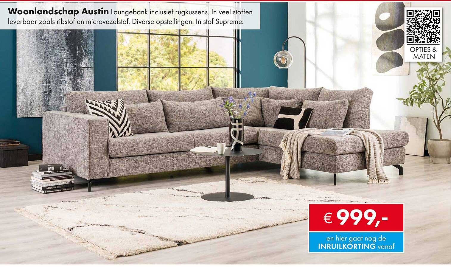 Woonlandschap Austin Loungbank Inclusief Rugkussen. Aanbieding bij ...