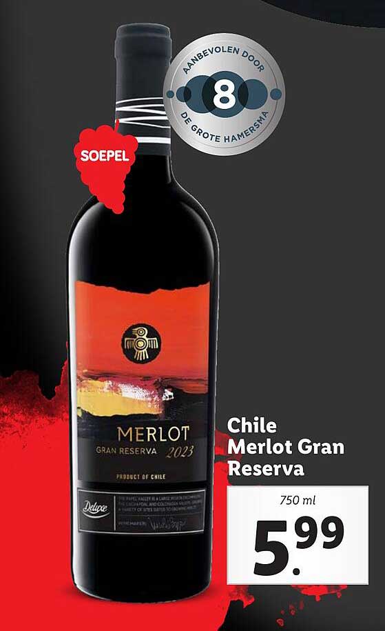 Chile Merlot Gran Reserva Aanbieding bij Lidl - FolderFeest.nl