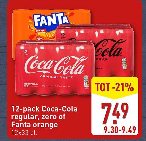 Coca-Cola 12-Pack Regular, Zero Of Fanta Orange aanbieding bij ALDI