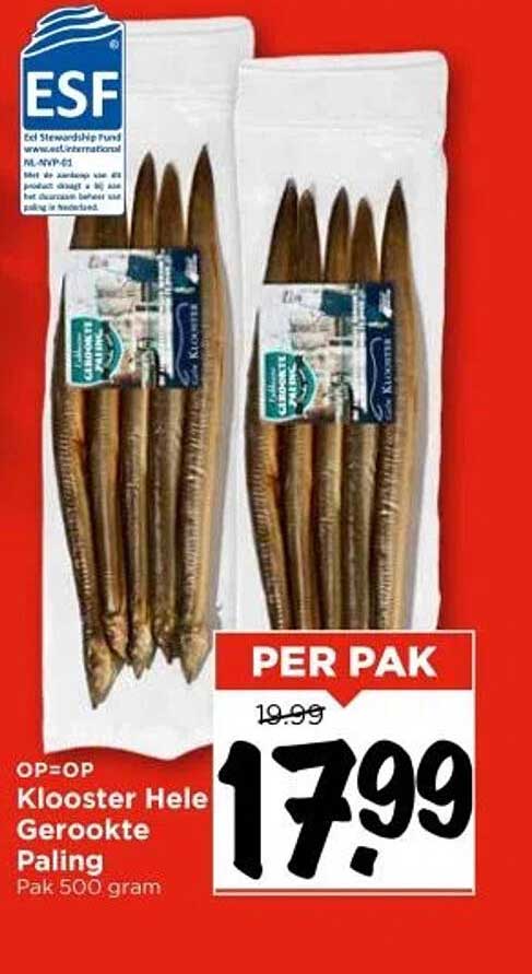 Klooster Hele Gerookte Paling aanbieding bij Vomar