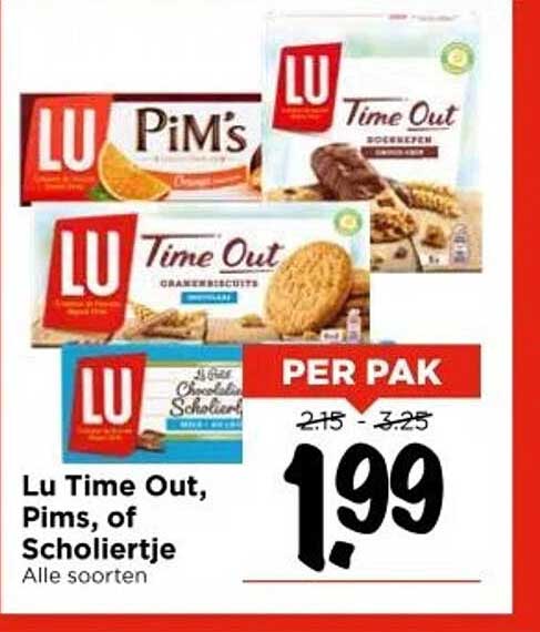 Lu Time Out, Pims, Of Scholiertje aanbieding bij Vomar