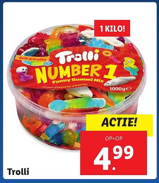 Trolli Number 1 Funny Gummi Mix Aanbieding bij Lidl - FolderFeest.nl