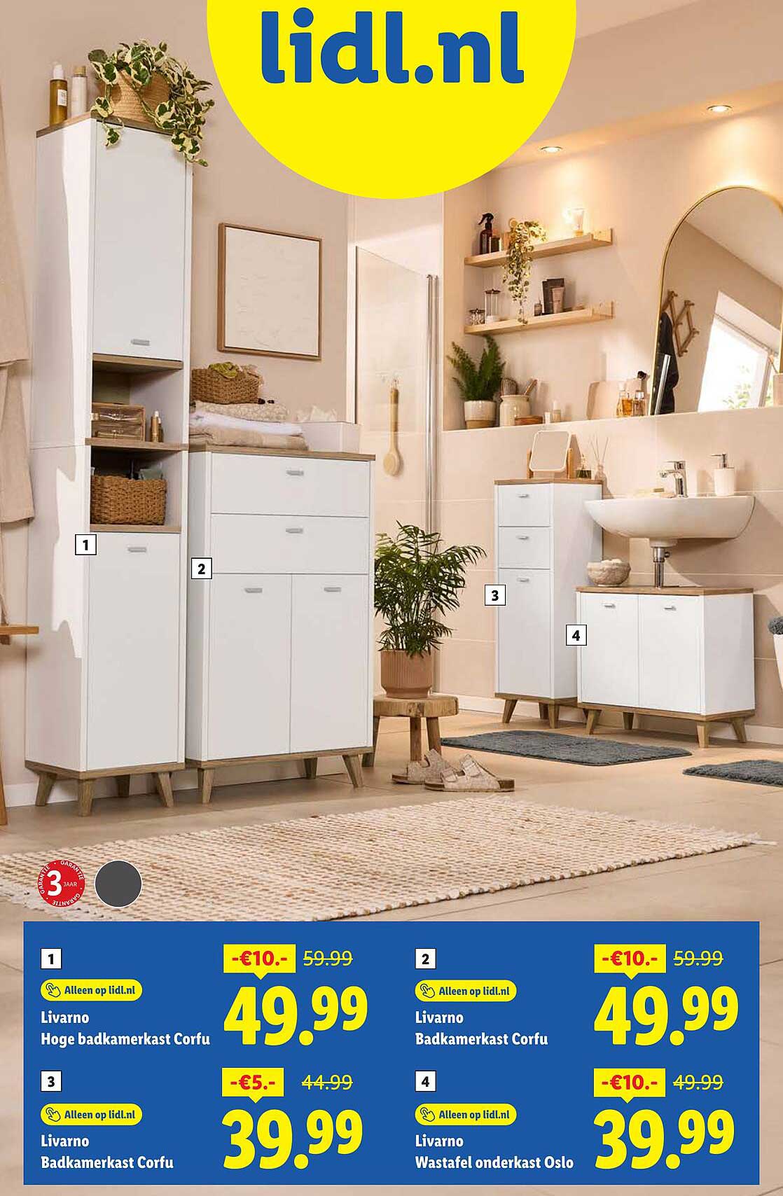 Livarno Hoge Badkamerkast Corfu Aanbieding bij Lidl - FolderFeest.nl