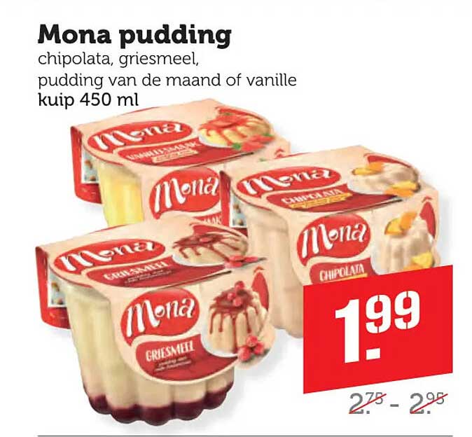 Mona Pudding Chipolata, Griesmeel, Pudding Van De Maand Of Vanille Kuip ...