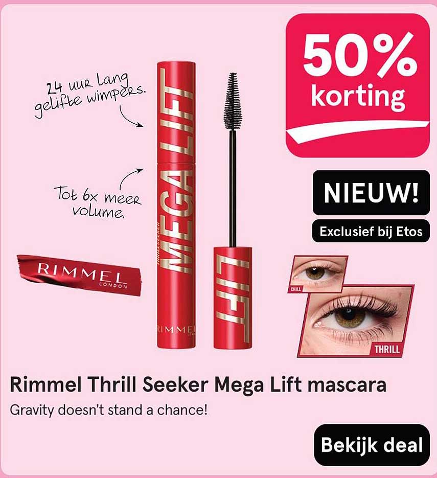Rimmel Thrill Seeker Mega Lift Mascara Aanbieding bij Etos - FolderFeest.nl