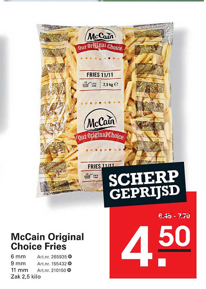 Mccain Original Choice Fries aanbieding bij Sligro