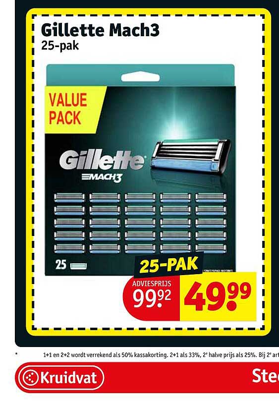 Gillette Mach3 25-Pak Aanbieding bij Kruidvat - FolderFeest.nl
