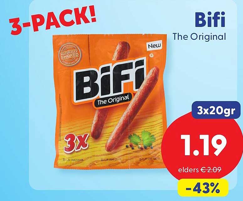 Bifi The Original 3-Pack! Aanbieding bij Die Grenze - FolderFeest.nl