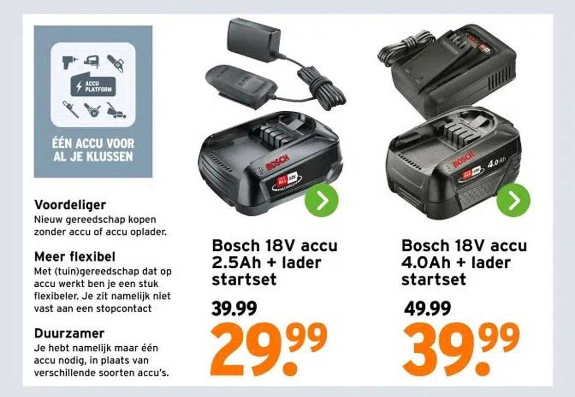 Bosch 18V Accu 2.5Ah + Lader Startset Aanbieding bij GAMMA - FolderFeest.nl