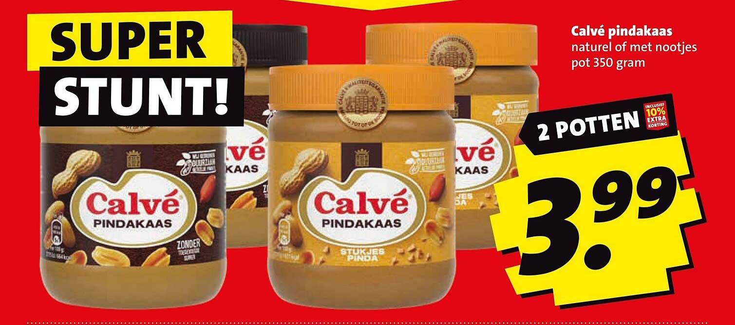 Calvé Pindakaas Naturel Of Met Nootjes Pot 350 Gram Aanbieding bij Boni ...