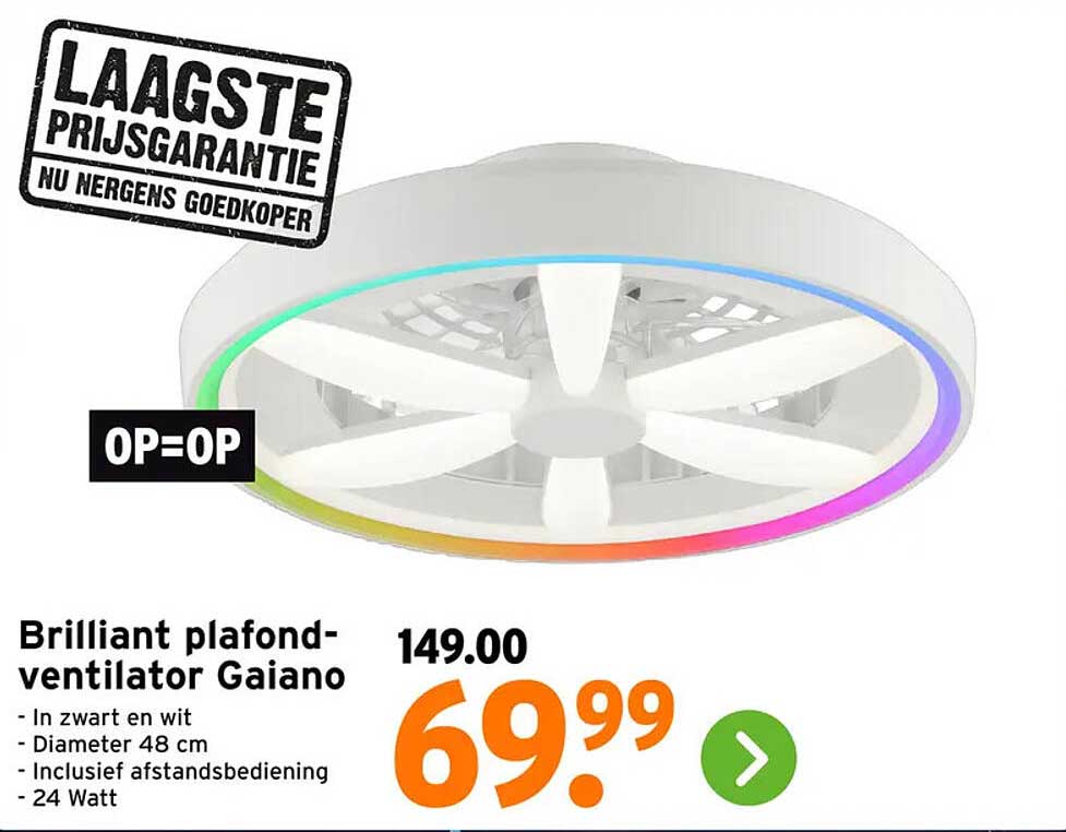 Brilliant Plafond-Ventilator Gaiano Aanbieding bij GAMMA - FolderFeest.nl