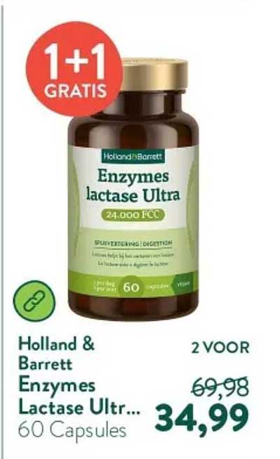 Holland & Barrett Enzymes Lactase Ultr... 60 Capsules 1+1 Gratis ...