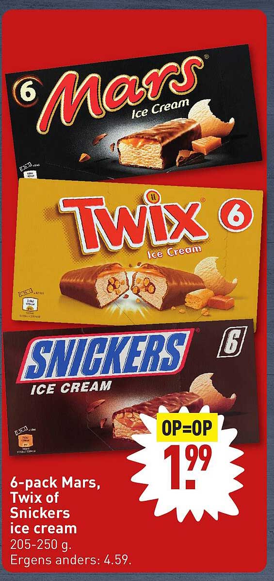 6-Pack Mars, Twix Of Snickers Ice Cream aanbieding bij ALDI