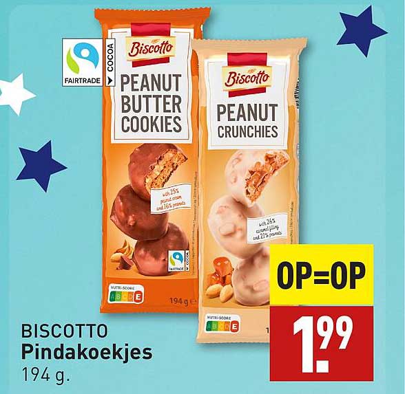 Biscotto Pindakoekjes Aanbieding bij ALDI - FolderFeest.nl
