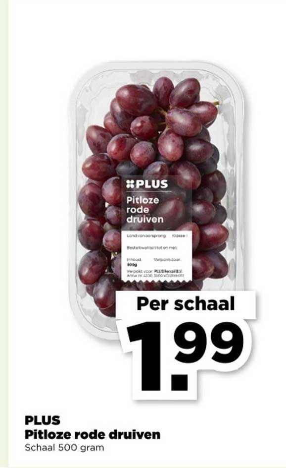 Plus Pitloze Rode Druiven aanbieding bij PLUS
