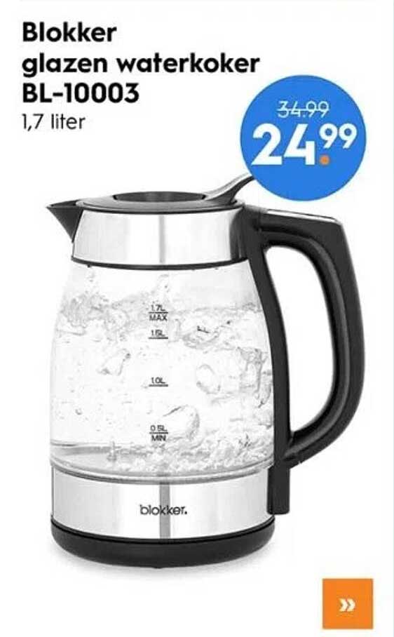 Blokker Glazen Waterkoker Bl-10003 Aanbieding bij Blokker - FolderFeest.nl